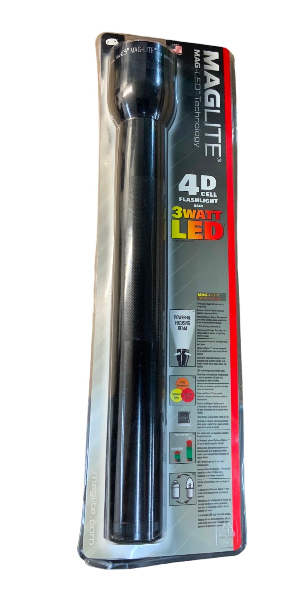 MagLite 4D Cell Flashlight - 3 Watt LED New MAGLITE4D-01 — One Stop Cop ...