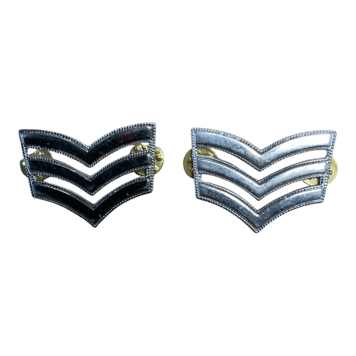 Sergeant Stripes Lace / Rope Edged Metal Chrome Pin Backing — One Stop ...