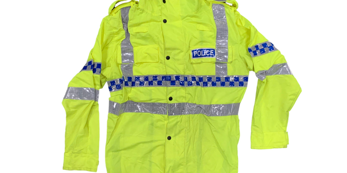 Police Branded Hi Vis Lightweight Reflective Overcoat Jacket LW01BPOLI ...