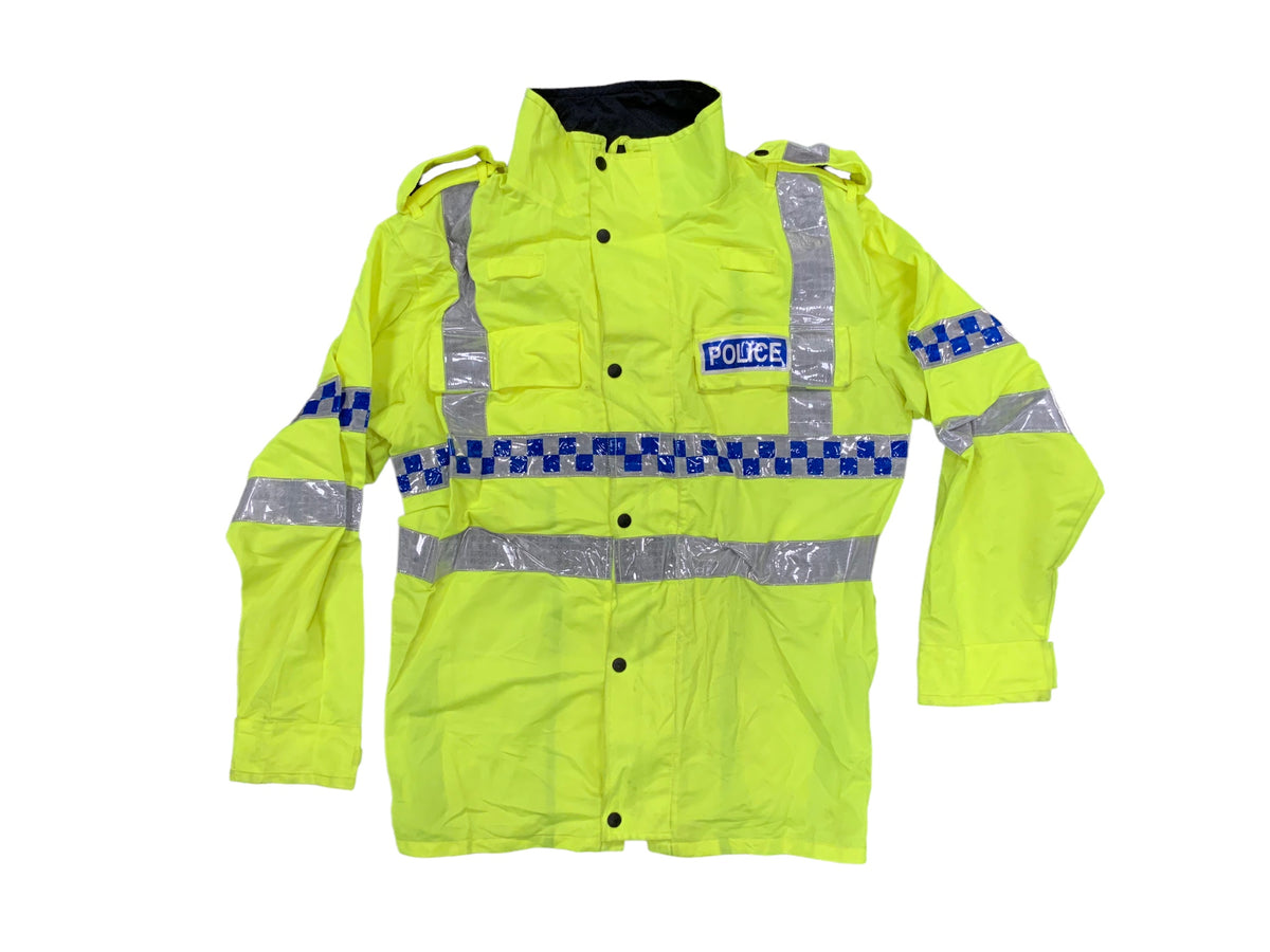 Police Branded Hi Vis Lightweight Reflective Overcoat Jacket LW01BPOLI ...