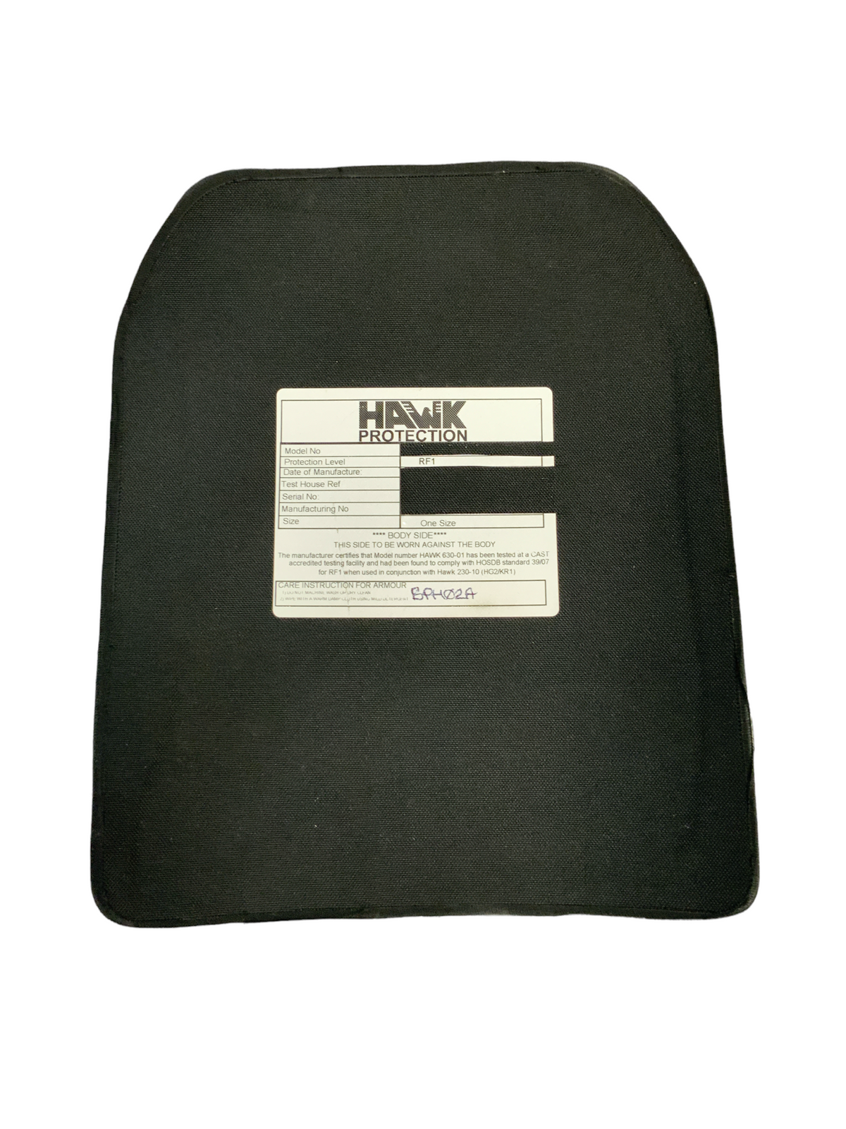 Hawk RF1 Ballistic Plate Single For Stab Vest Upgrade Like NIJ L3 SAPI ...