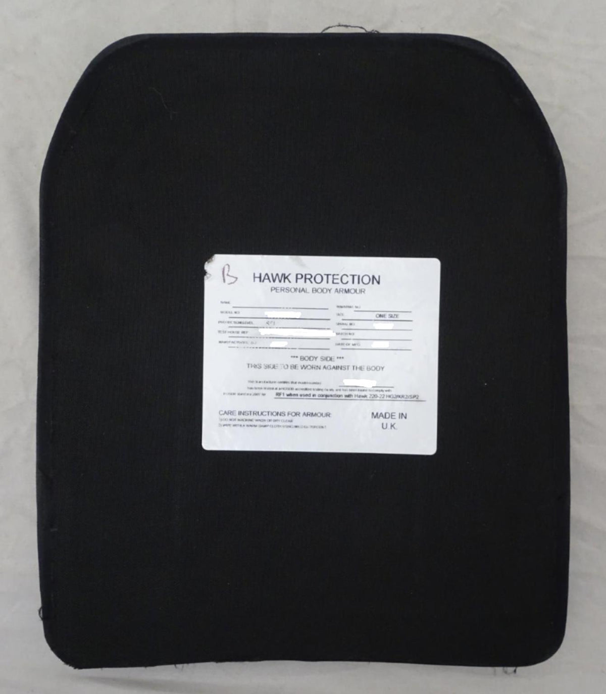 Hawk RF1 Ballistic Plate Black Stab Vest Upgrade Like NIJ L3 SAPI BPH0 ...